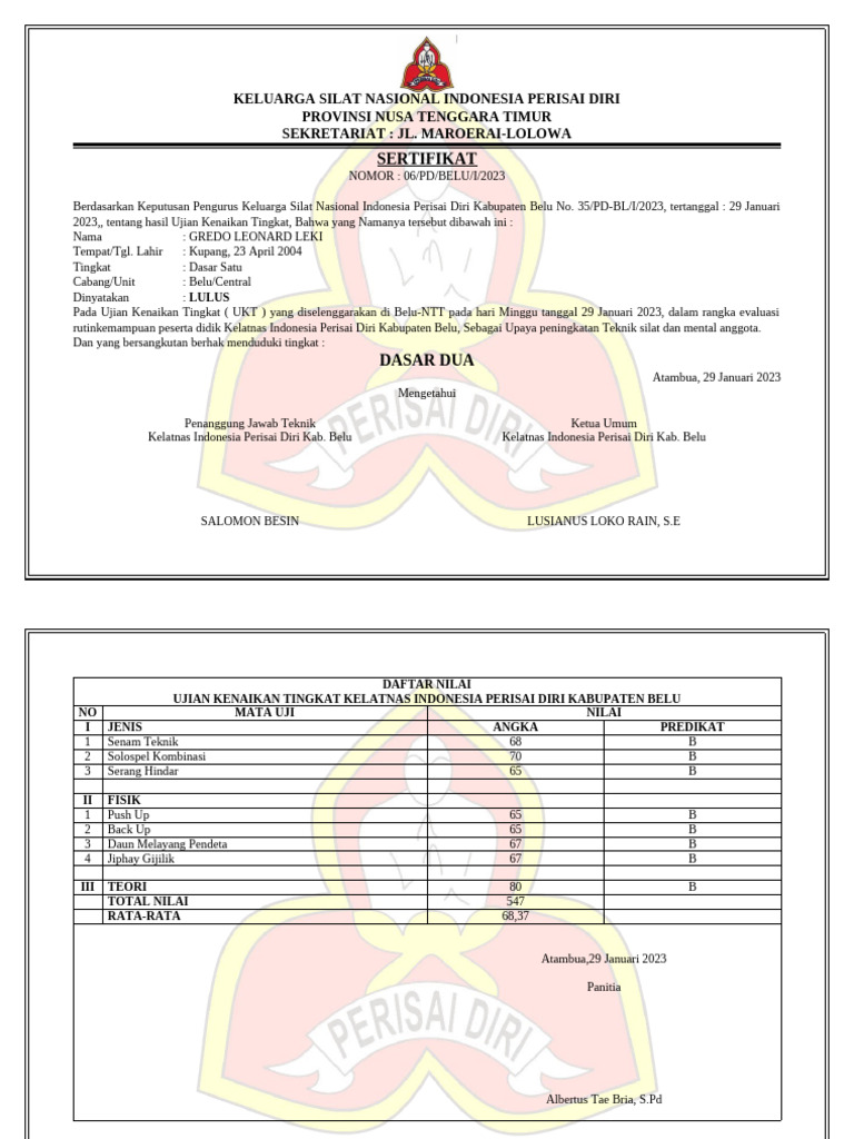 Sertifikat UKT | PDF