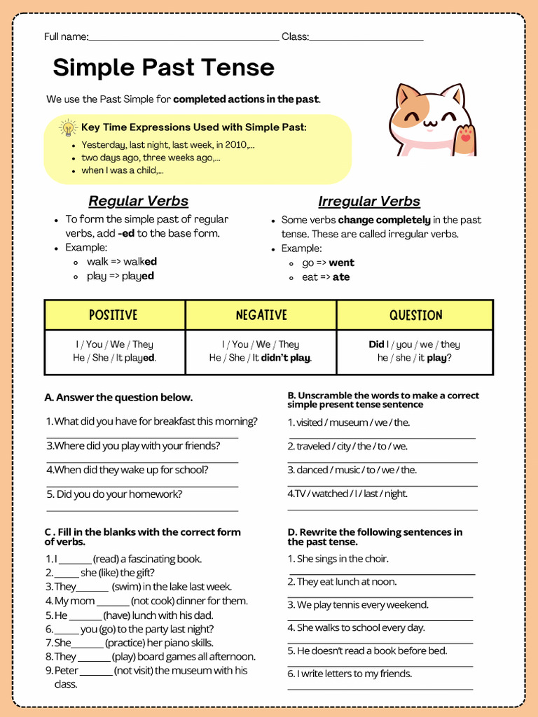 HANDOUT Simple Past Tense | PDF