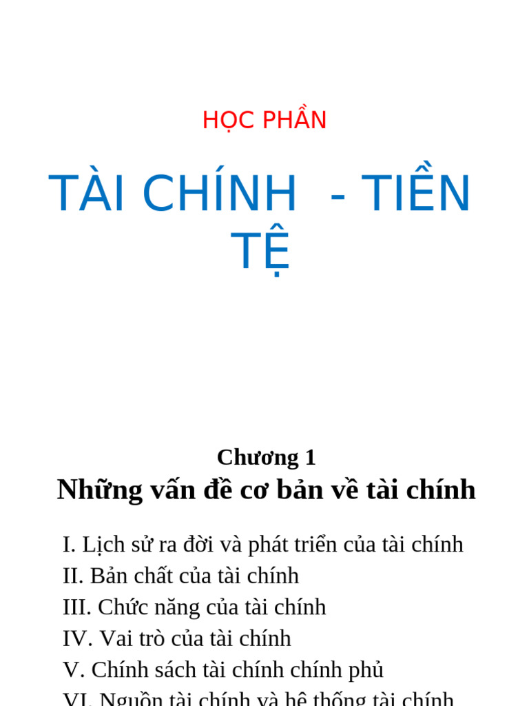 C1 - Nhung Van de Co Ban Ve Tai Chinh | PDF