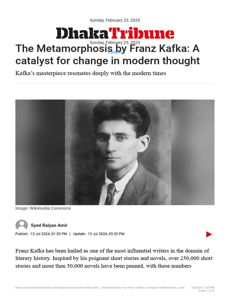 Kafka's Metamorphosis: Modern Thought Impact | PDF | The Metamorphosis ...