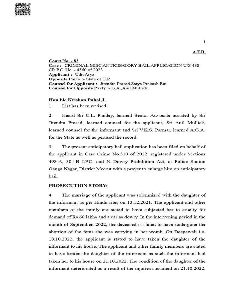 ABAIL(A)_4560_2023 | PDF | Bail | Public Law