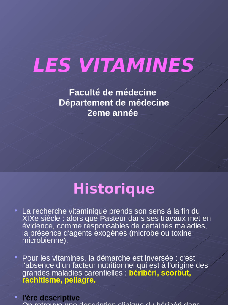 Histoire et rôle des vitamines essentielles | PDF | Vitamine A ...