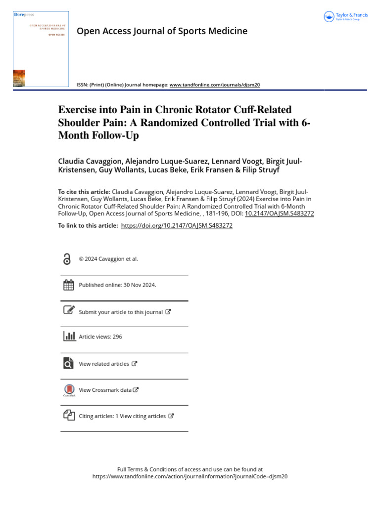 Exercise Into Pain in Chronic Rotator Cuff-Related Shoulder Pain A ...