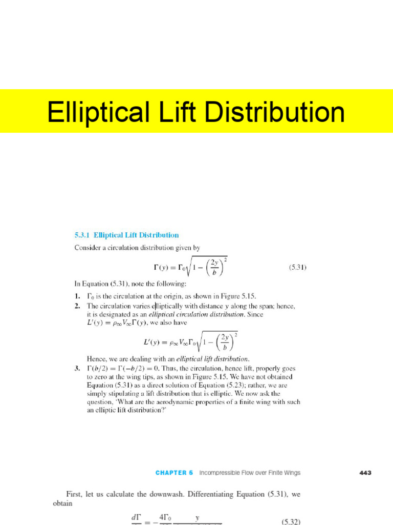 Elliptical Lift Distribution Analysis | PDF | Lift (Force) | Drag (Physics)