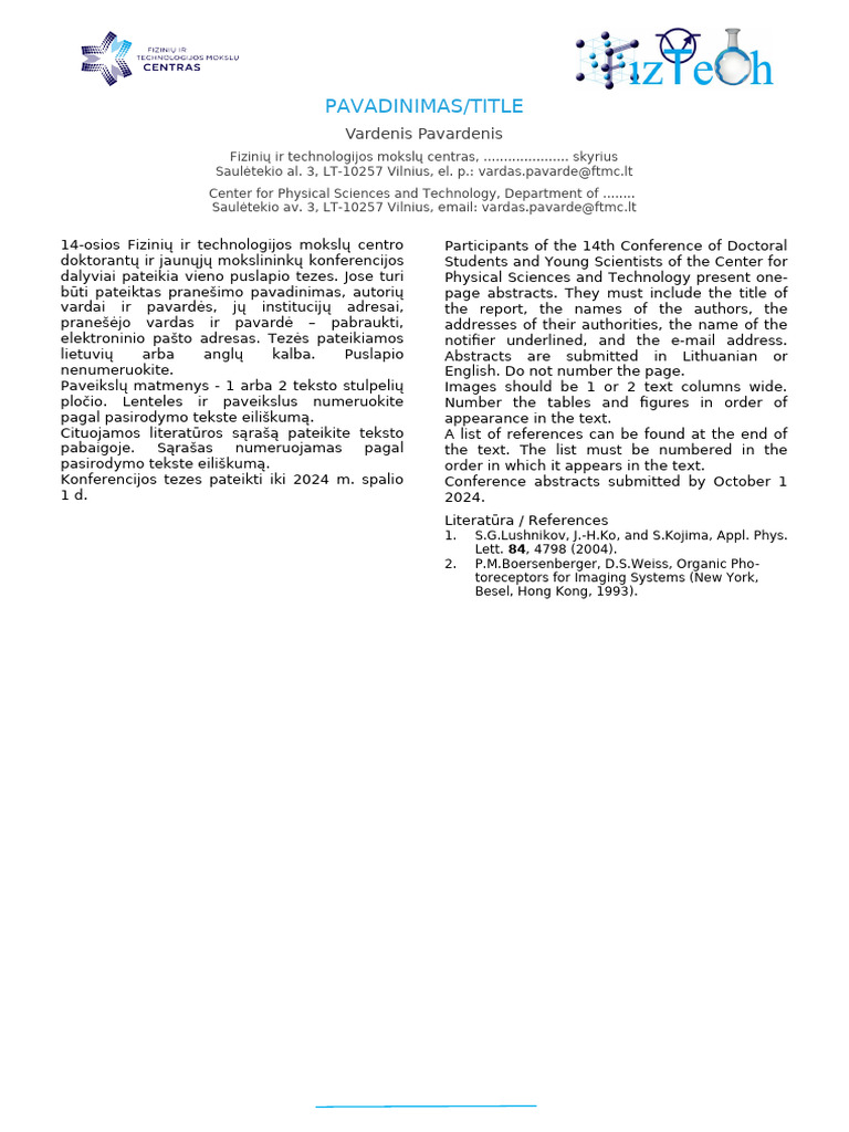 Fiztech-Teziu Sablonas 2024 | PDF