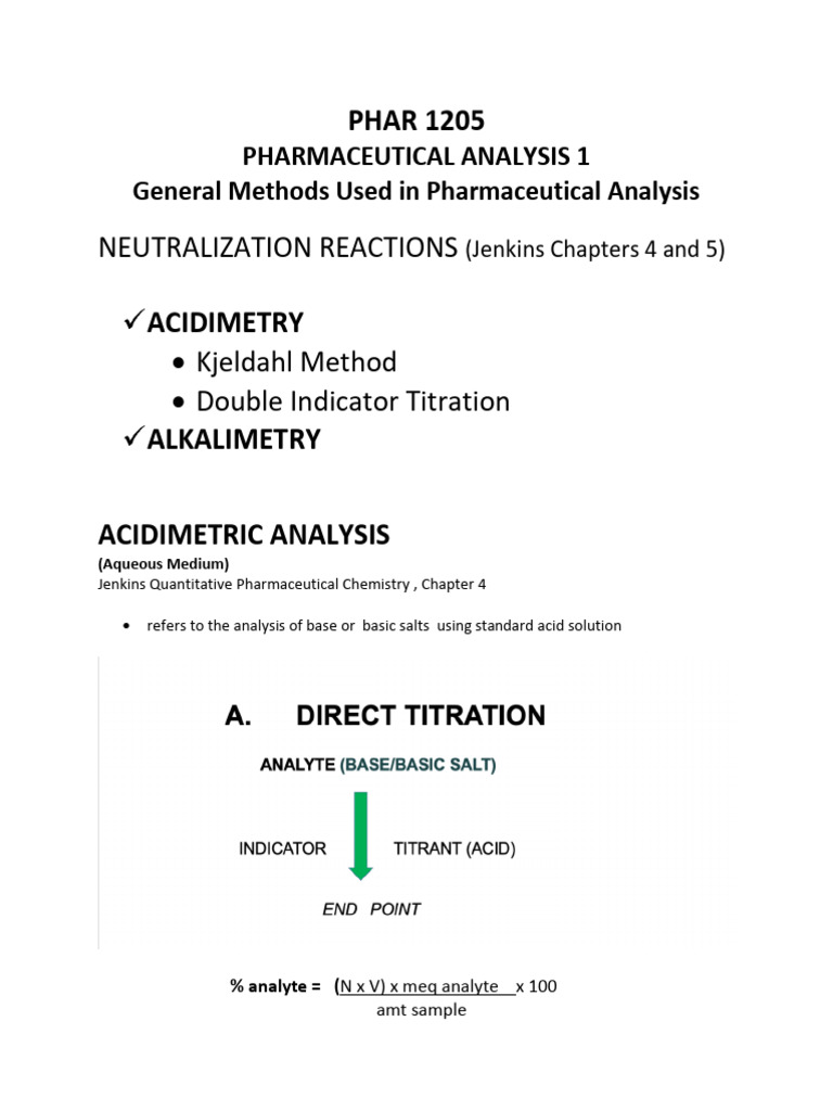 PHAR 1205 ACIDIMETRY (Student Copy) - 1 | PDF