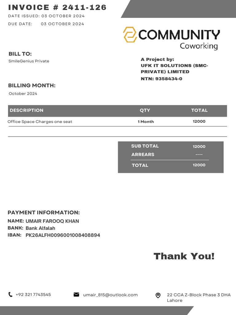 Community Invoice 126 Ibtsam Shared Oct2024 | PDF