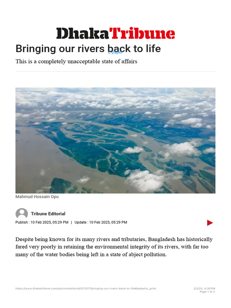 Bringing our rivers back to life | PDF | Human Impact On The ...