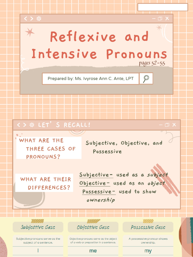 Q1 Reflexive and Intensive Pronouns | PDF | Subject (Grammar) | Pronoun