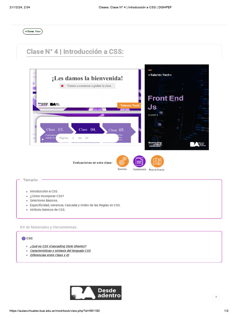 Clases - Clase #4 - Introducción A CSS - DGHPEF | PDF