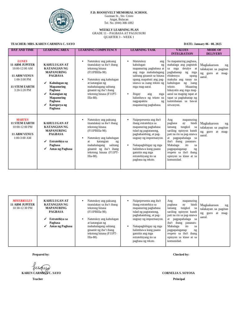 WLP Pagbasa Q3W1 | PDF