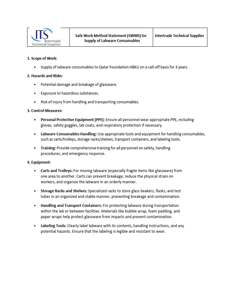 Safe Work Method Statement | PDF | Personal Protective Equipment ...