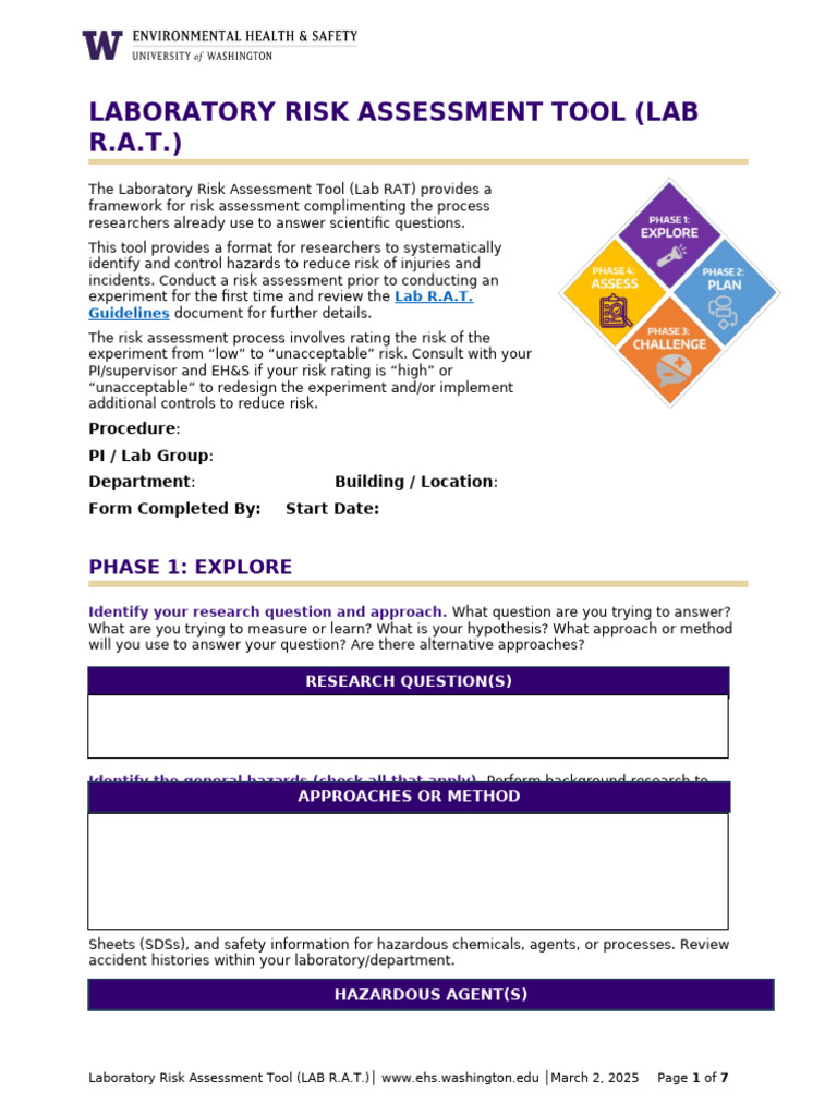 laboratory-risk-assessment-tool | PDF | Laboratories | Risk Assessment