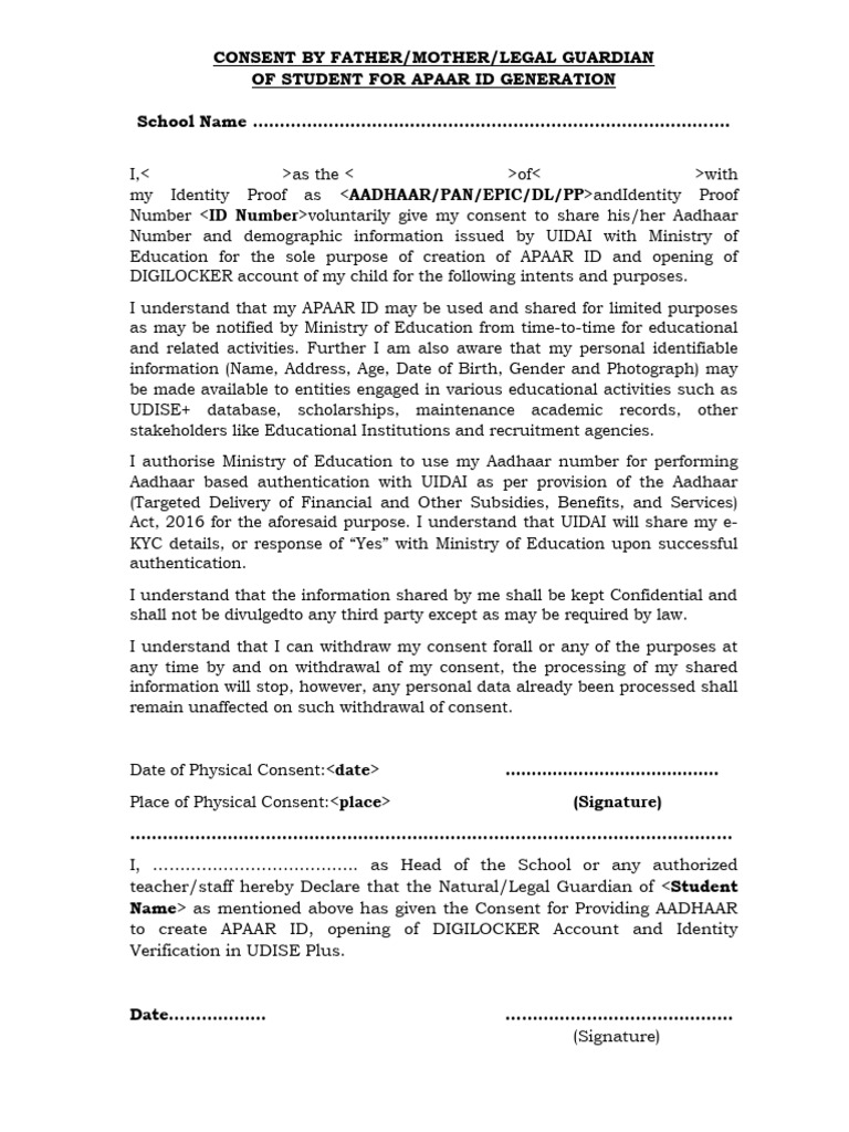 English - Consent - Form - APAAR - Modified - Approved 25 09 2024 | PDF | Access Control ...