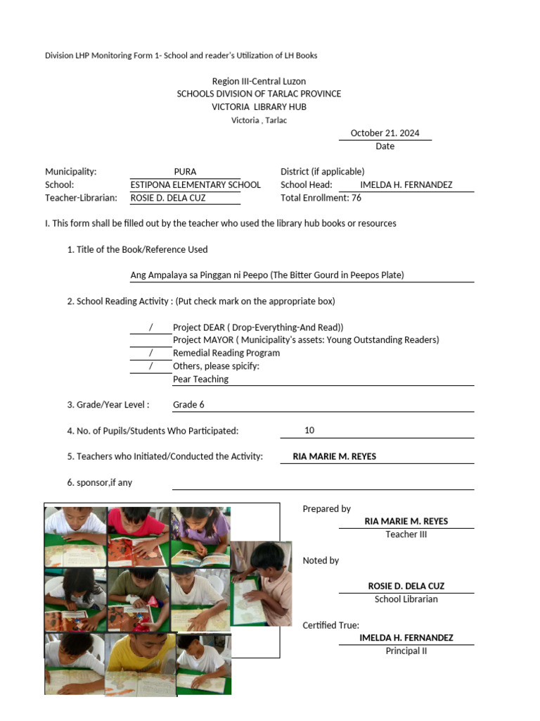 Grade-6-VENUS-Library-Hub-Monitoring-ForM | PDF