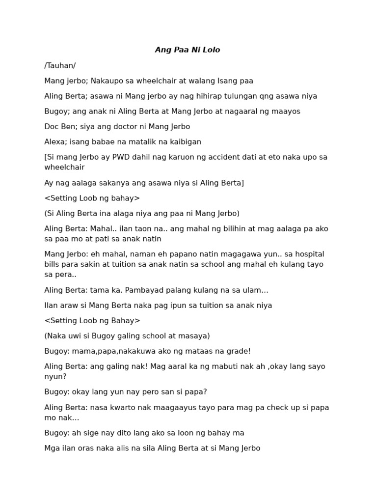 script Ang paa ni lolo | PDF
