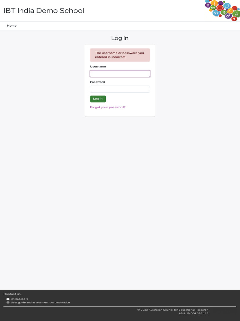 IBT India Demo School ACER Online Assessment and Reporting | PDF
