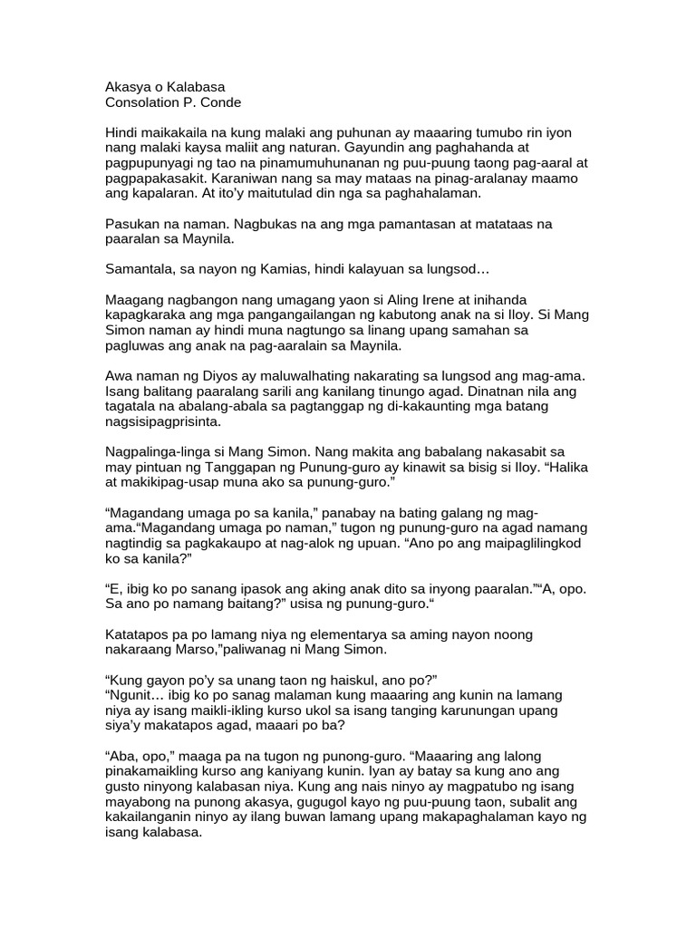 Akasya o Kalabasa | PDF