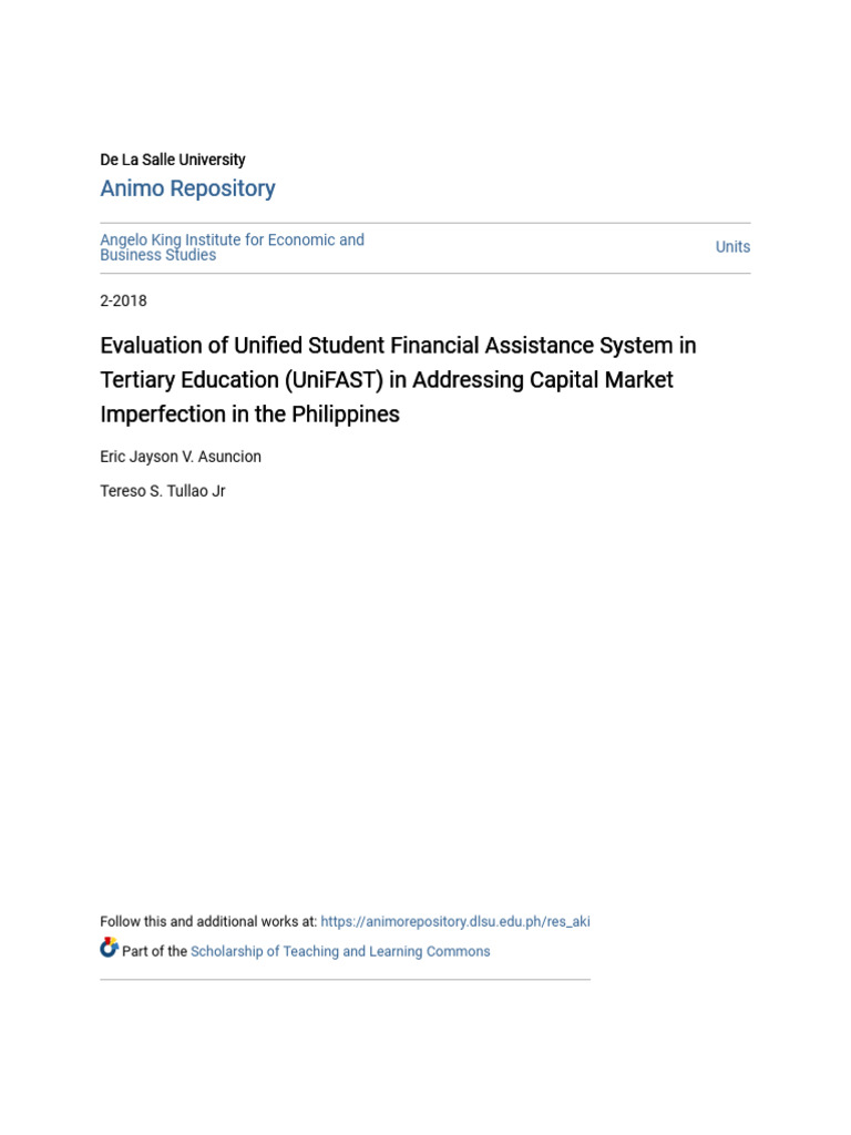 Evaluation of Unified Student Financial Assistance System in Tert | PDF | School Voucher | Loans