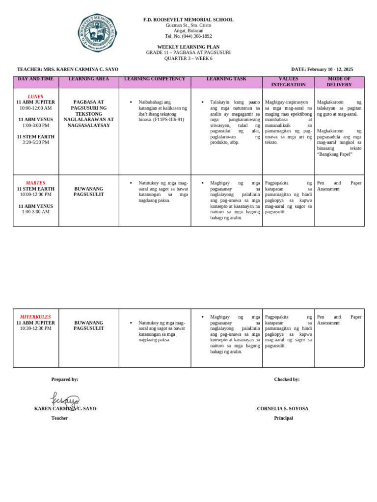 WLP PAGBASA Q3W6 | PDF