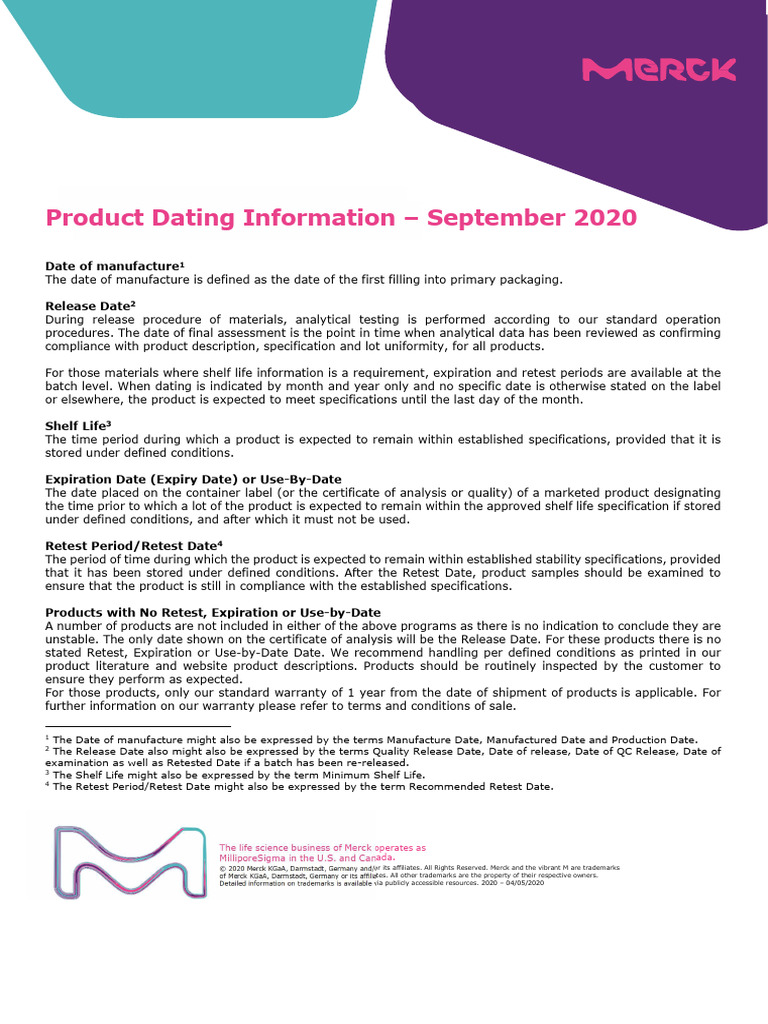 Product Dating and Quality Release Info | PDF | Specification ...