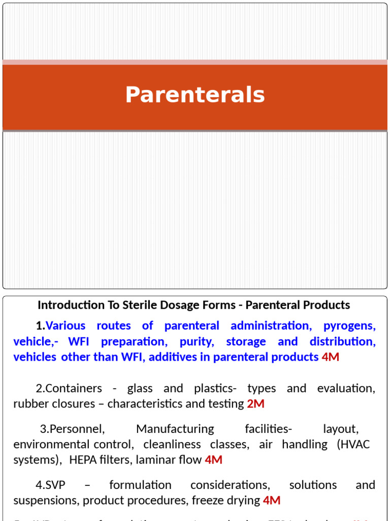 Parenterals Topics 1.1 - 1.2 Notes.ppt | PDF | Membrane | Water