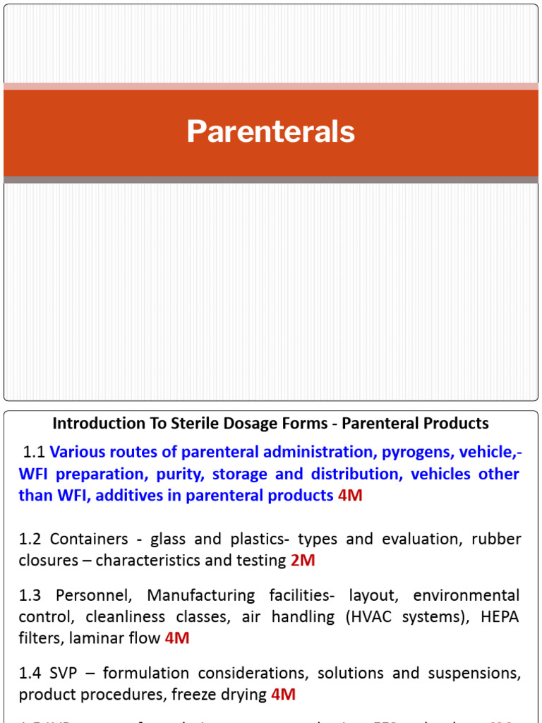 Parenterals Topics 1.1 - 1.2 Notes.ppt | PDF | Glasses | Membrane
