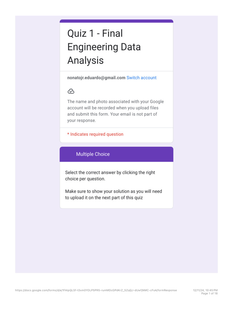 Quiz-1-Final-Engineering-Data-Analysis | PDF | Normal Distribution ...