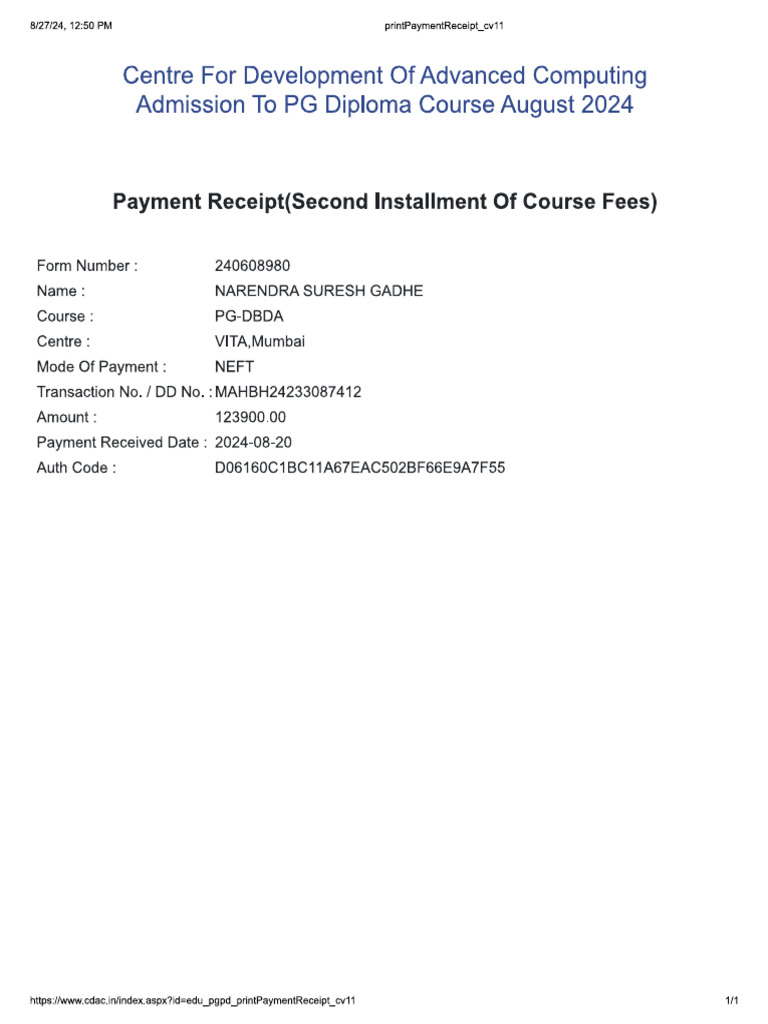 Fee 2nd Installment | PDF