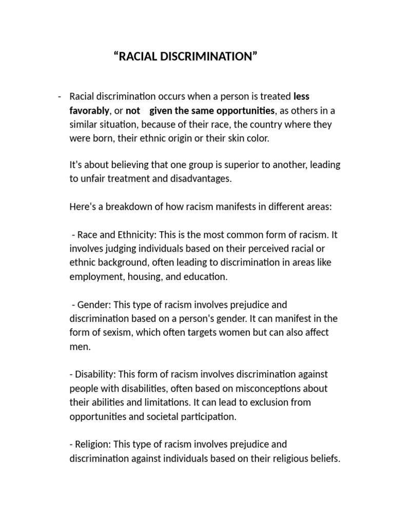 RACIAL DISCRIMINATION | PDF | Discrimination | Discrimination & Race Relations