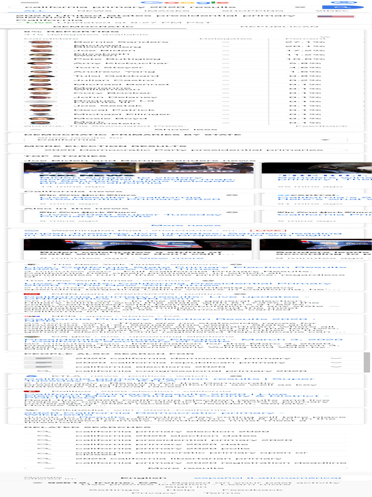 California Primary 2020 Results - Google Search | PDF | United States ...