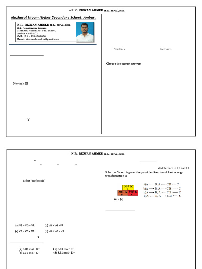 10th Science 1 Mark Question Paper With Answer Key English Medium PDF ...