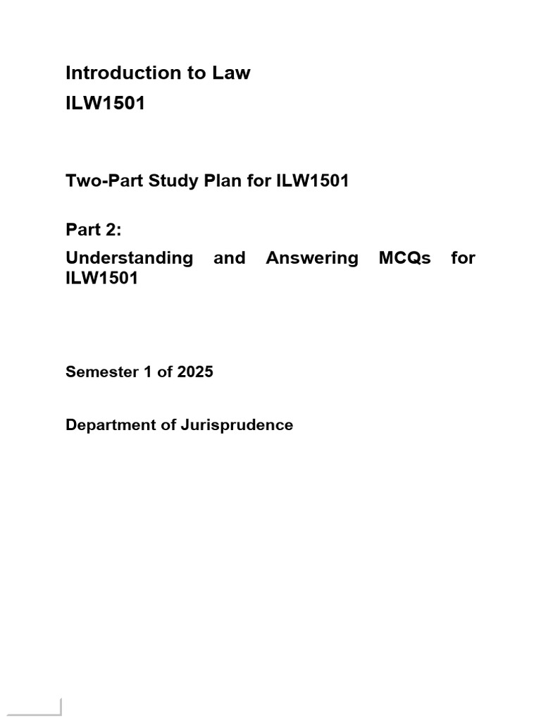 ILW1501 - Part 2 - Understanding and Answering MCQs For ILW1501 ...