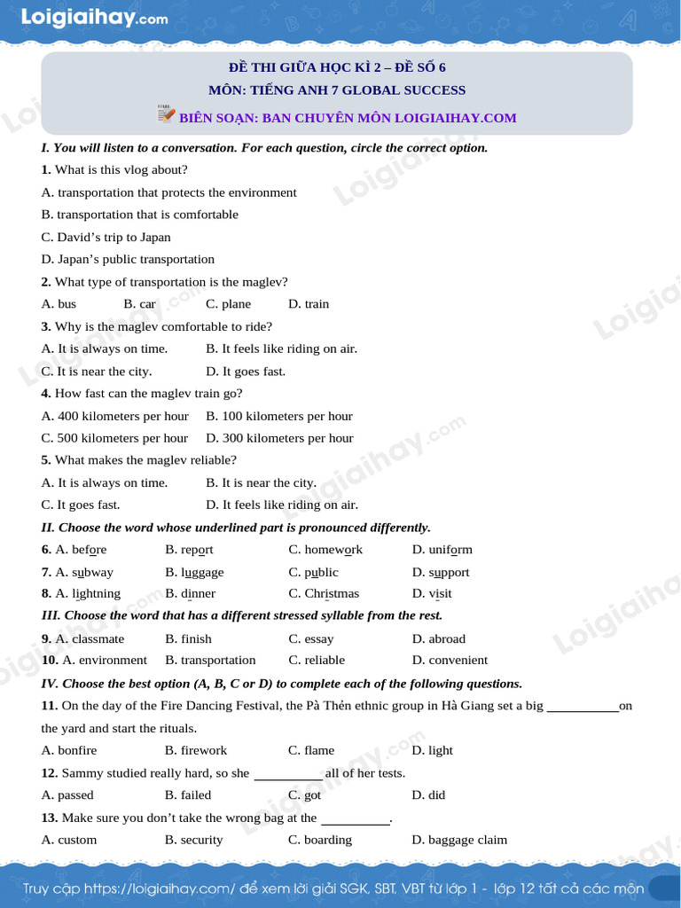 Eco-Friendly Maglev Train Vlog Quiz | PDF