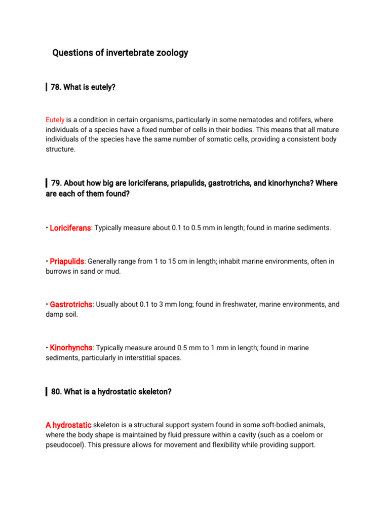 Zoology Questions | PDF