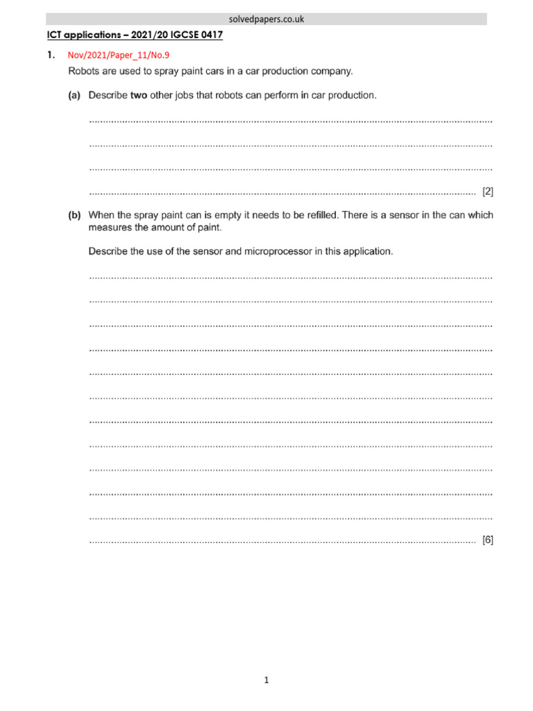 IGCSE ICT 0417 Solved Papers 2020-2024 | PDF