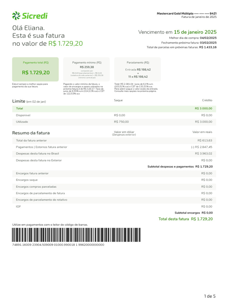 Fatura_2025-01_1739437363875 | PDF | Comércio | Dinheiro