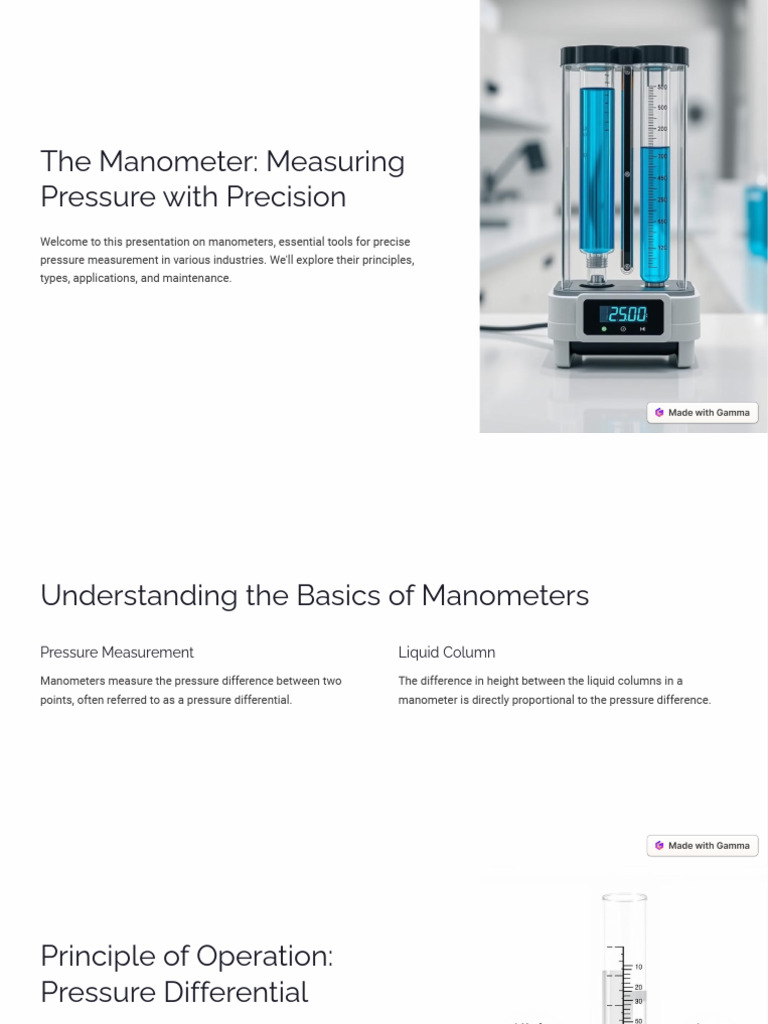 The Manometer Measuring Pressure With Precision | PDF | Pressure ...