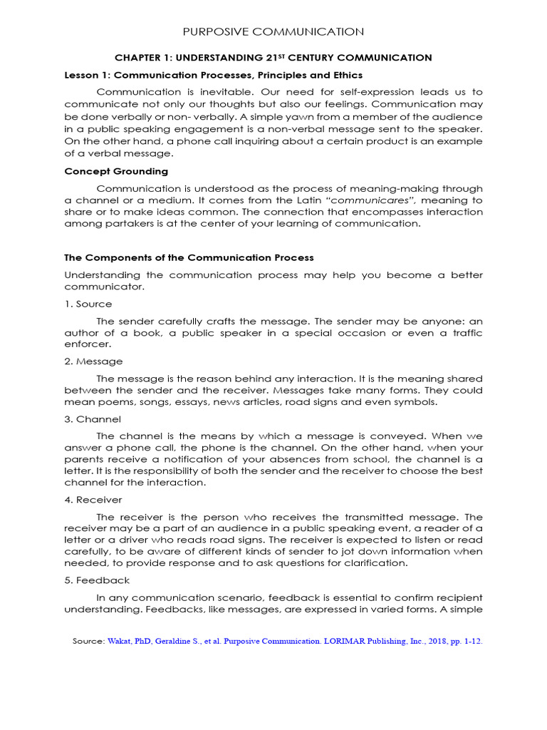 Purposive Communication Lesson 1-3 | PDF | Communication | Human Communication