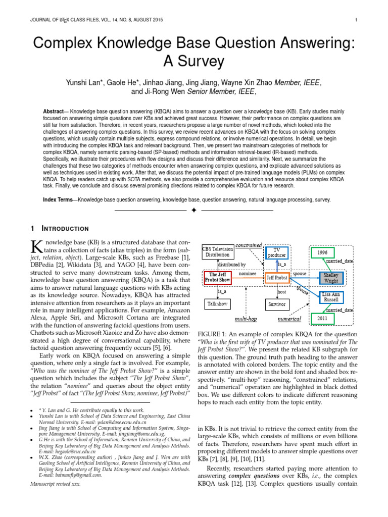 Complex Knowledge Base Question Answering: A Survey | PDF | Parsing | Conceptual Model