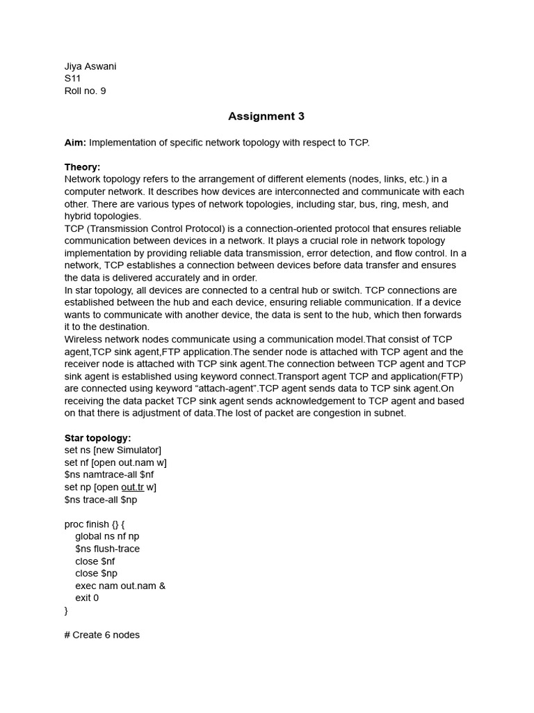 Assignment 3 NL | PDF | Transmission Control Protocol | Computer Network