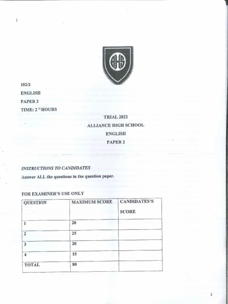 English Paper 2 | PDF