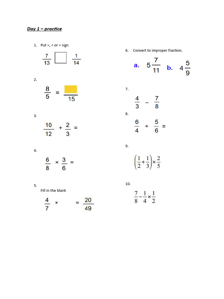 Daily - Practice - Y5-6 - Fraction Operations | PDF
