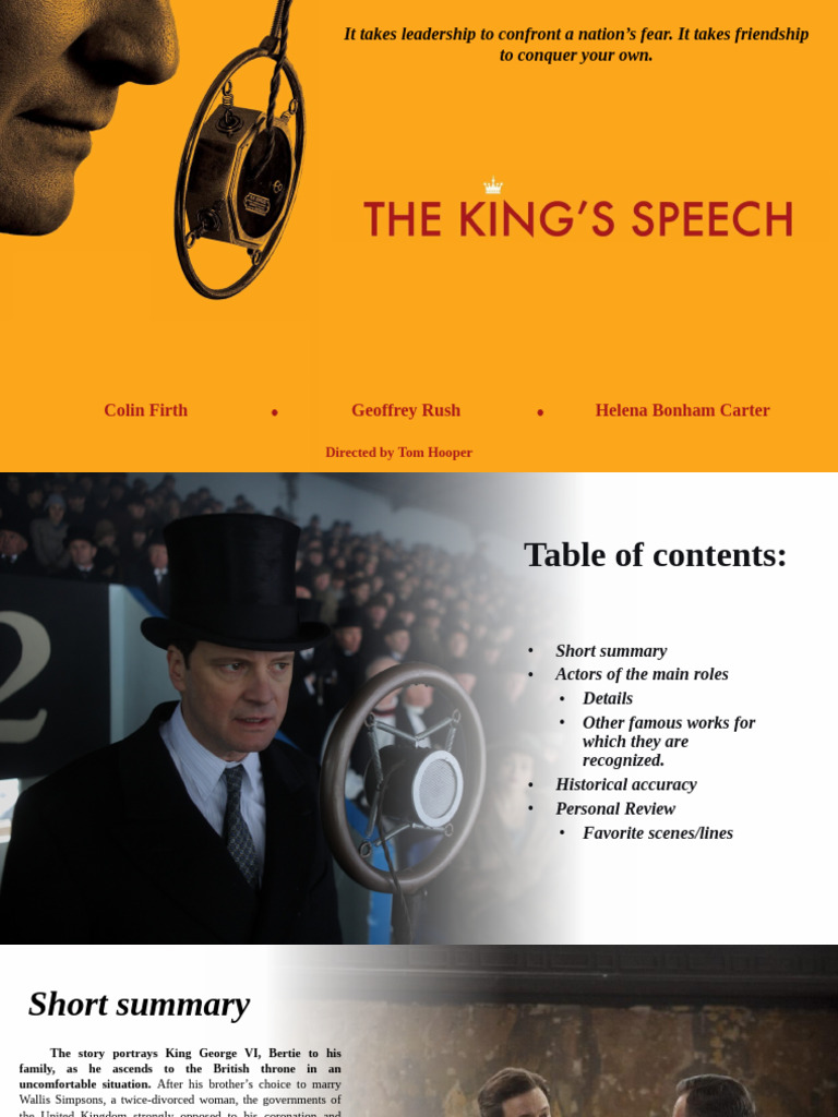 The King's Speech: Film Analysis Guide | PDF