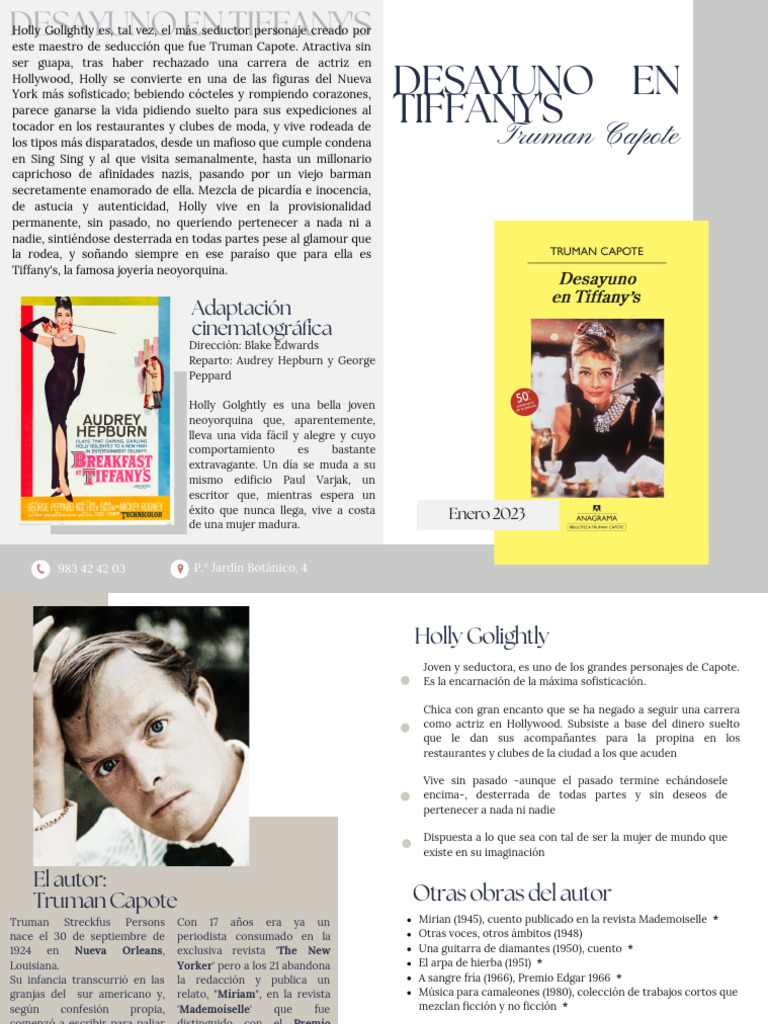 Dossier Lectura Desayuno en Tiffany's | PDF