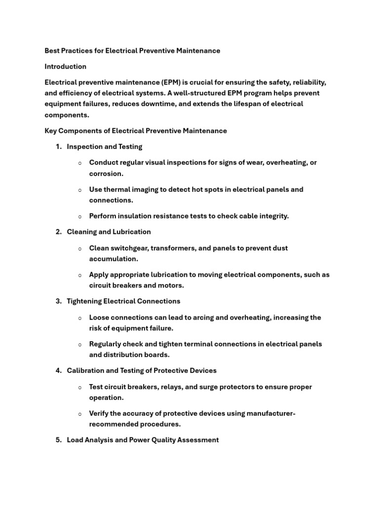 Electrical Maintenance Essentials | PDF | Electrical Equipment ...