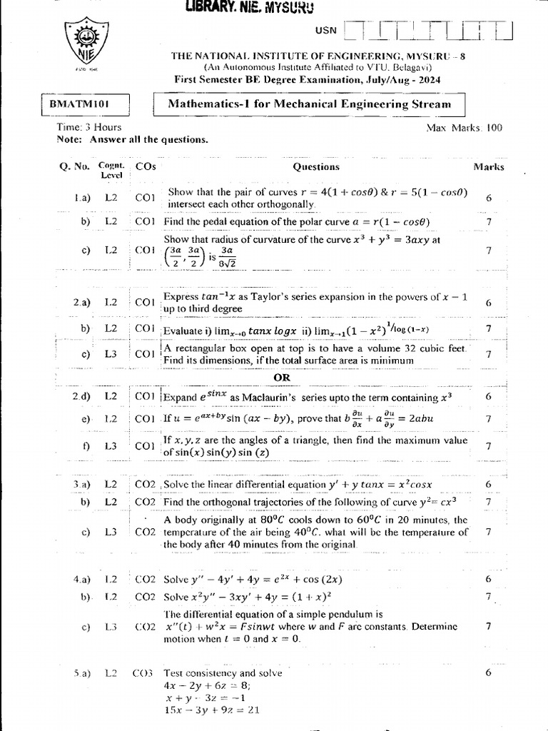 First Sem Ester All Sub July August 2024 | PDF