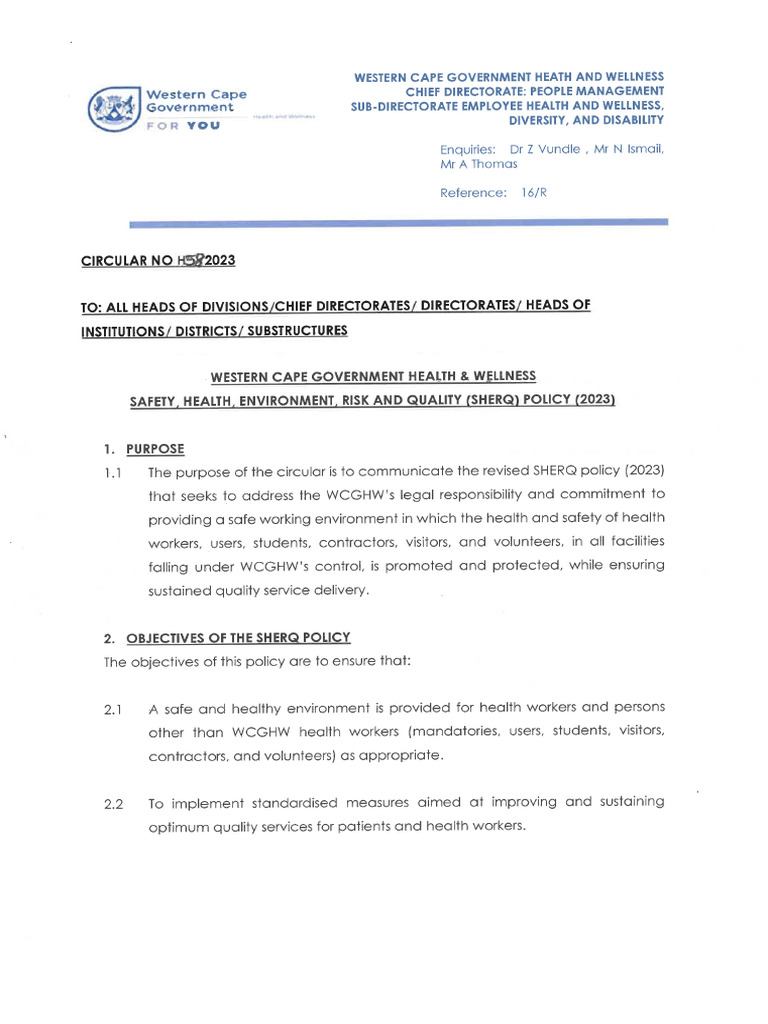 Circular H058-2023 Provincial Safety, Health, Environment, Risk ...