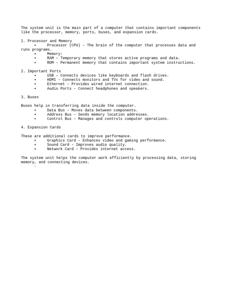Overview of Computer System Unit Components | PDF