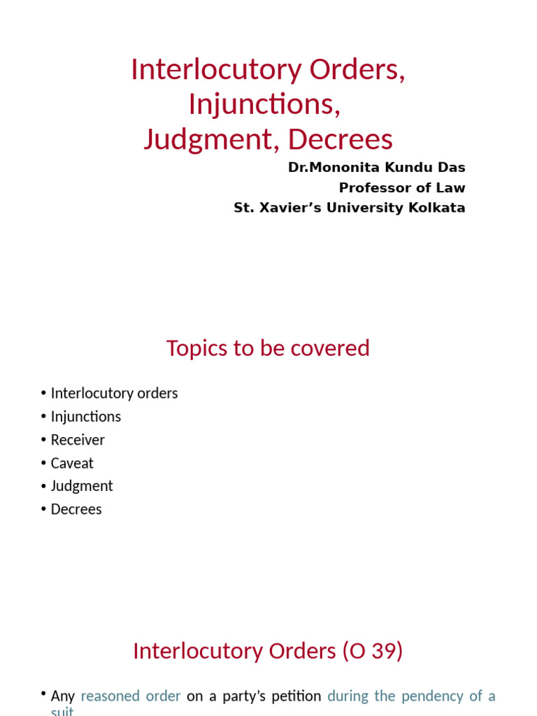 Understanding Interlocutory Orders and Injunctions | PDF | Injunction | Common Law